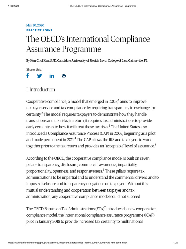 The OECD's International Compliance Assurance Programme | PDF