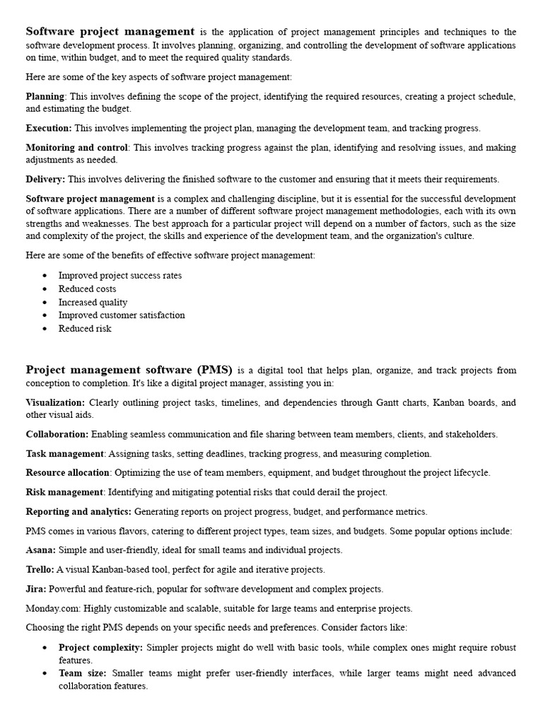 Software Project Management Is The Application of Project Management ...