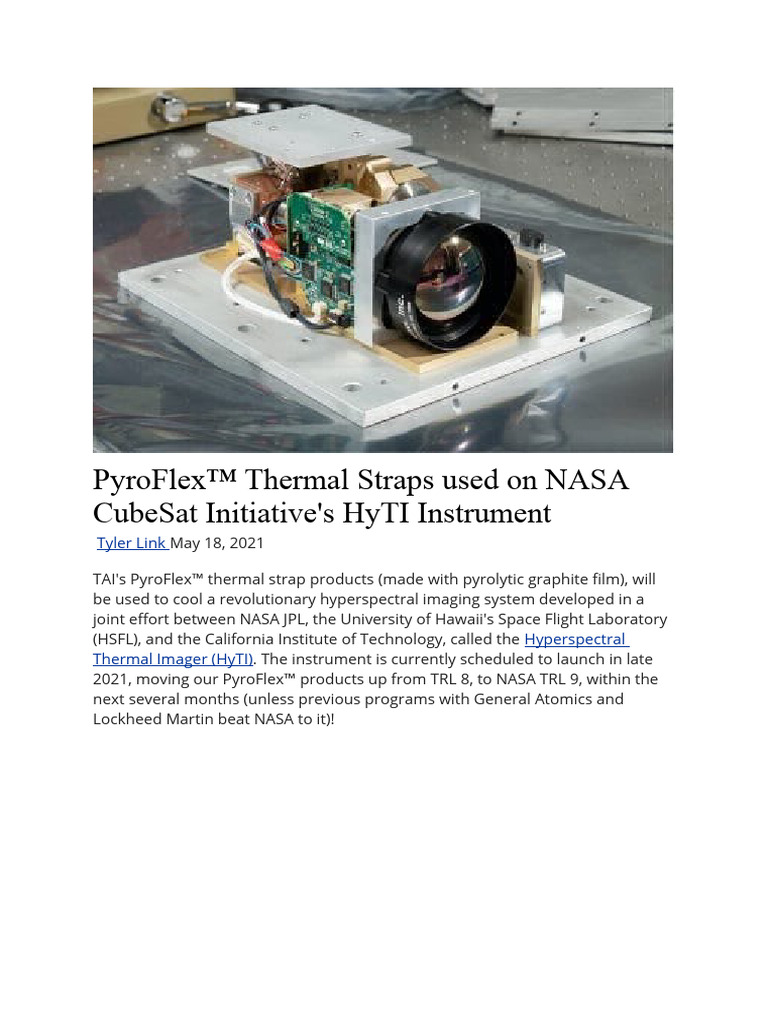 PyroFlex_Thermal Straps Used on NASA CubeSat | PDF
