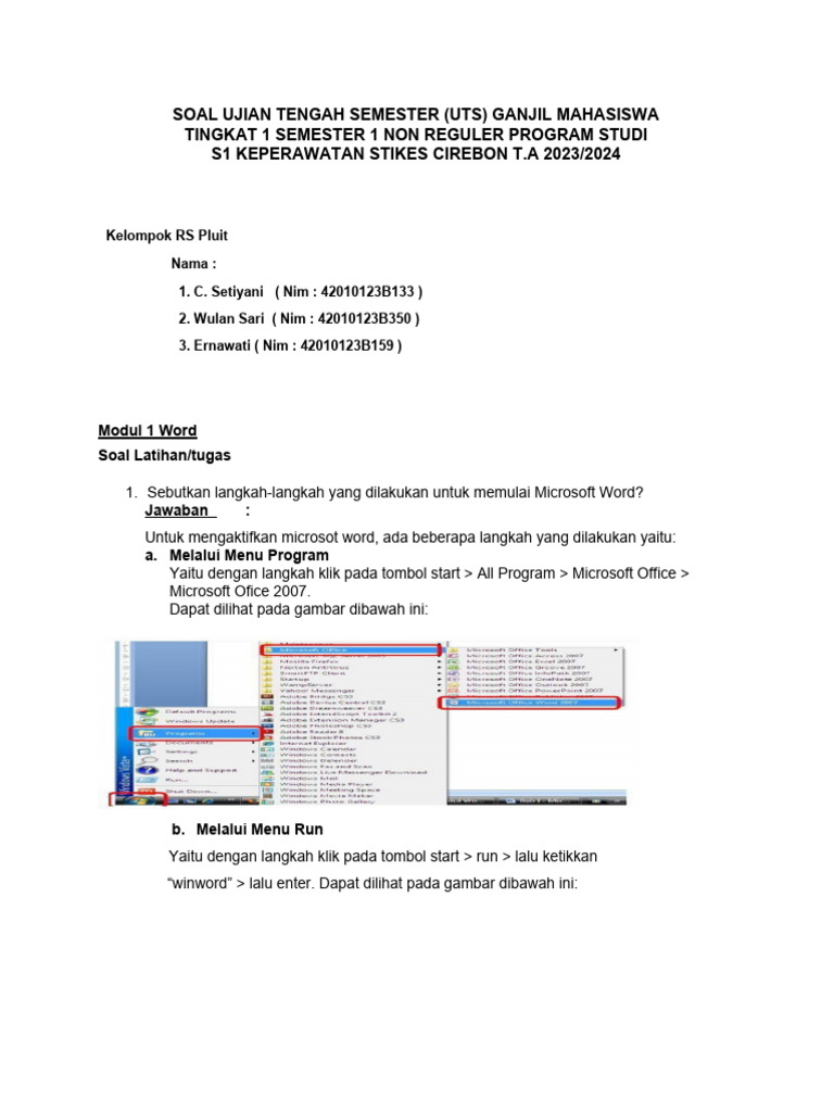 UTS MS Word Modul 1 | PDF