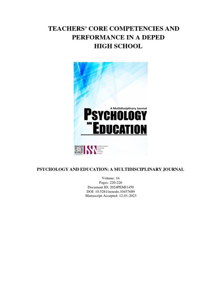 Teachers' Core Competencies and Performance in A DepEd High School ...