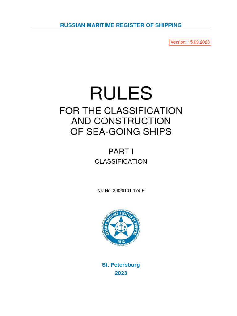 Rules For The Classification And Construction Of Sea Going Ships Part I Classification Pdf