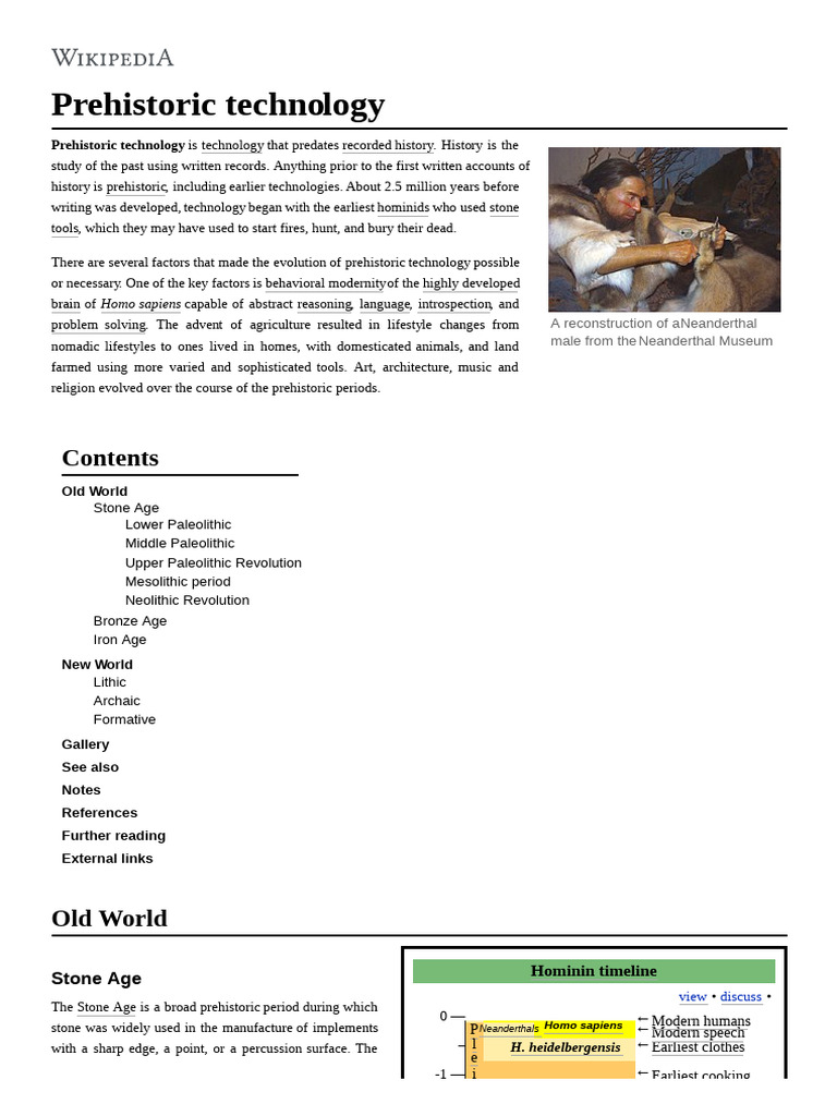 01 Prehistoric - Technology | PDF | History