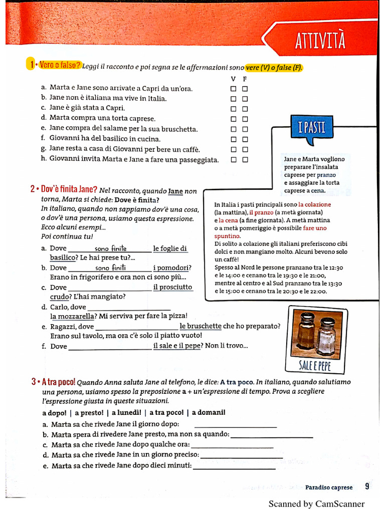 Exercício - L'Italiano Per La Cucina | PDF