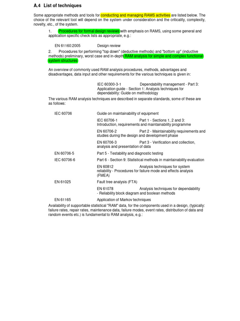 RAMS List of Techniques | PDF