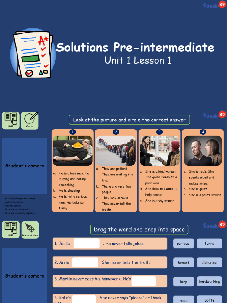 Solutions - Pre-Intermediate Unit 1 Lesson 1 | PDF | Linguistic Morphology | Syntax