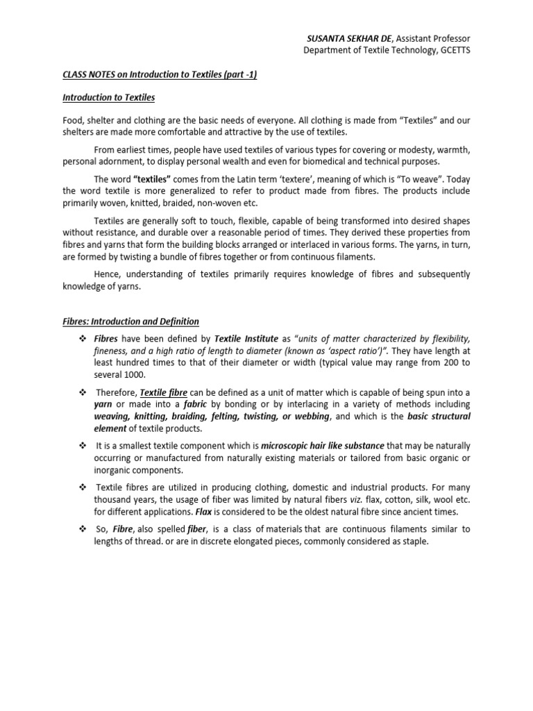 Textile Basics for Students | PDF | Textiles | Yarn