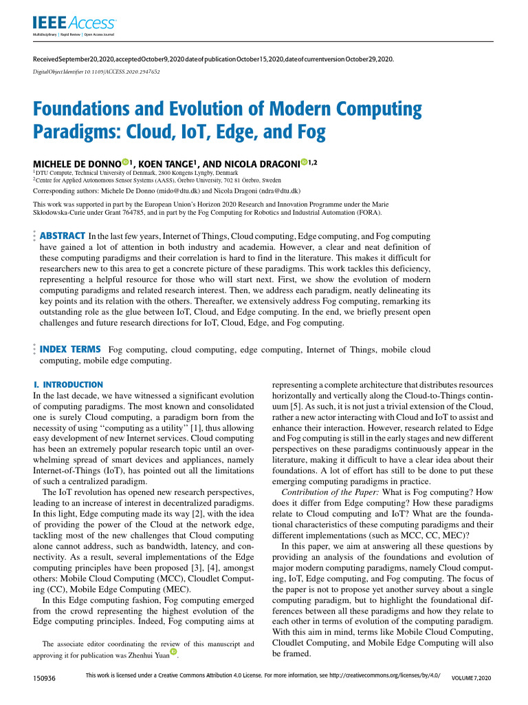 Foundations and Evolution of Modern Computing Paradigms Cloud IoT Edge ...