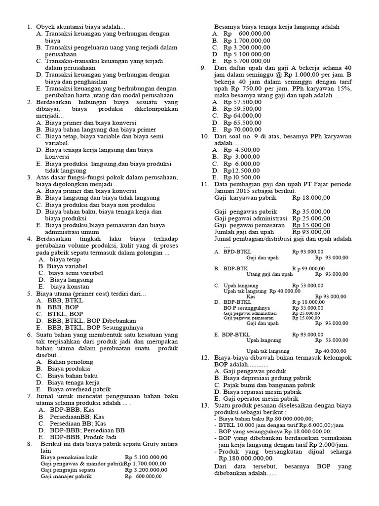 Biaya 1 | PDF