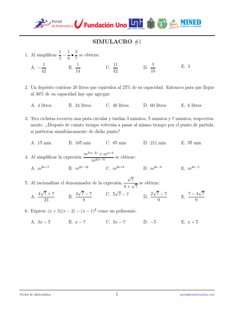 Clase#72 Simulacro 1 | PDF