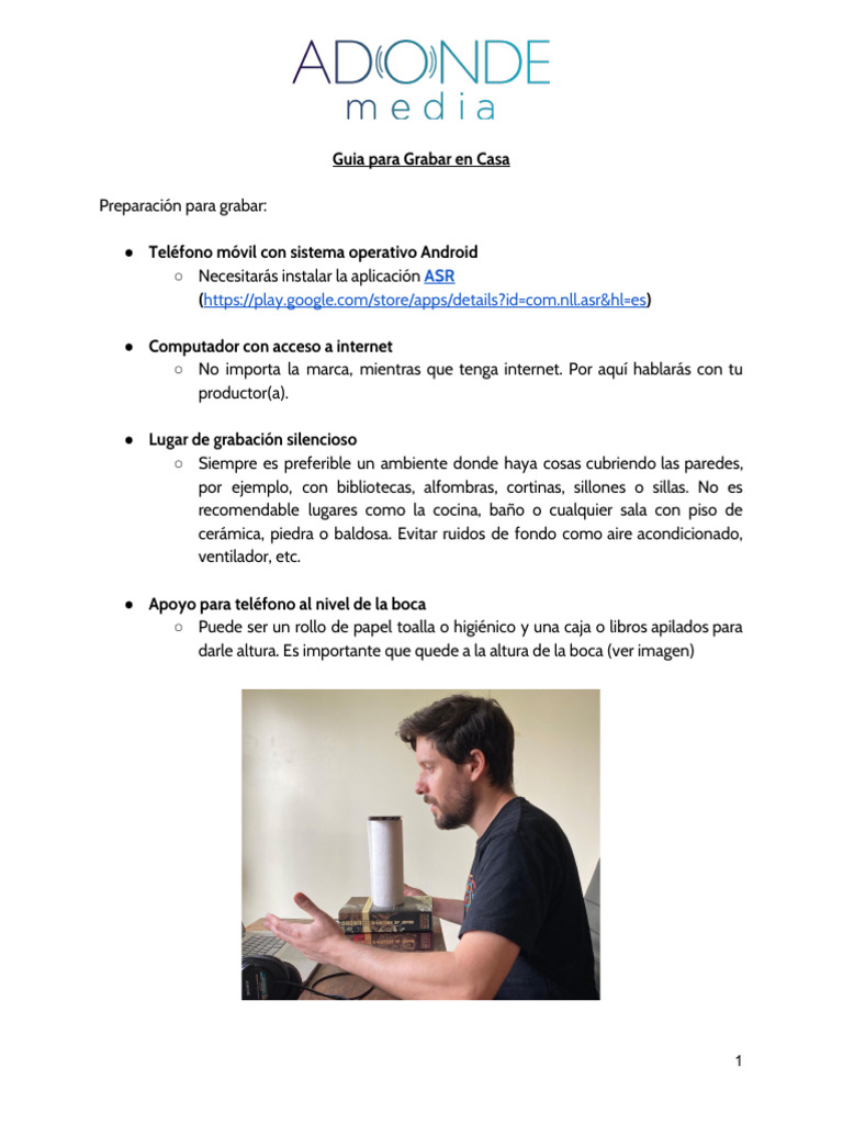 Adonde Media - Guia Técnica para Grabar en Casa - Android | PDF