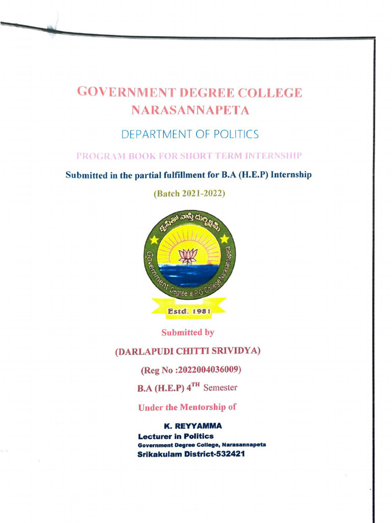 Short Term Internship Program Book | PDF