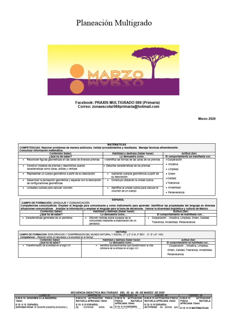 Planeacion Multigrado 02-06 Marzo 2020 | PDF | Geometría