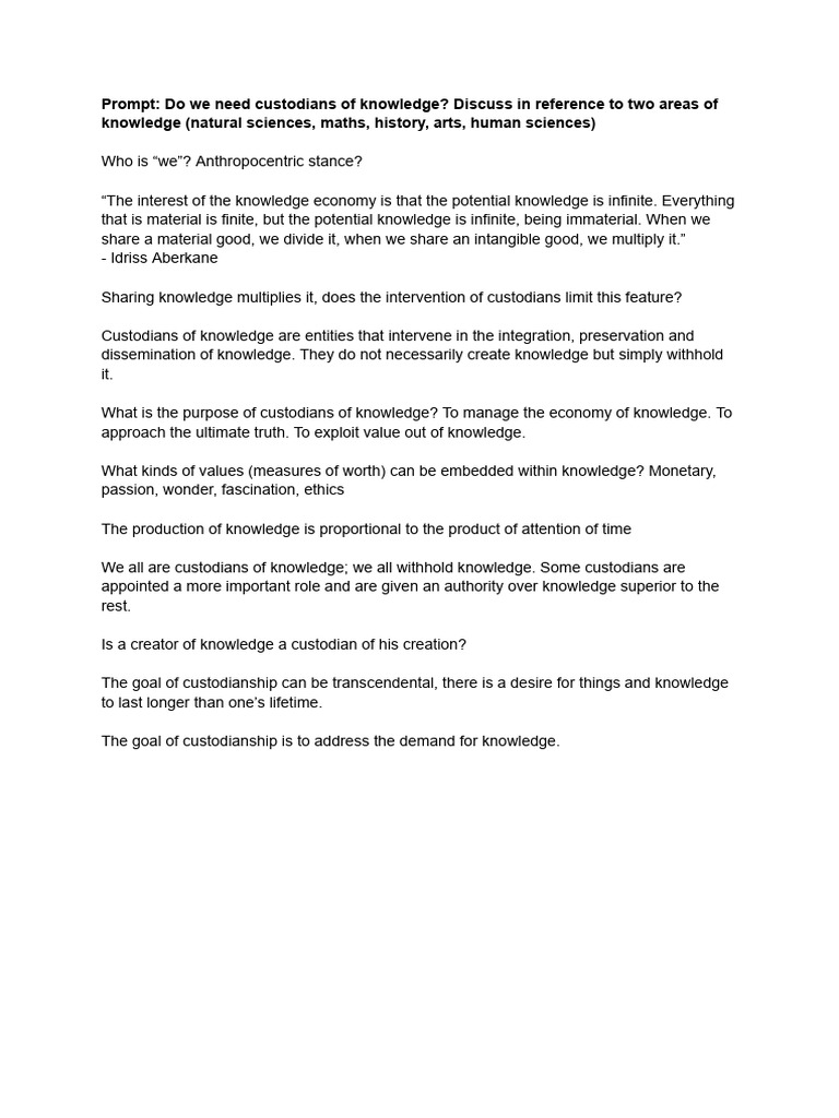 TOK Essay 2024 Prompt 5 - Idea Bin | PDF