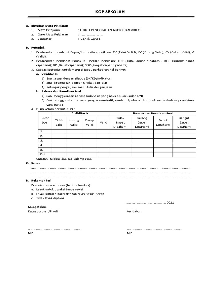 Lembar-Validasi-dan-Verifikasi-Soal TPAV | PDF