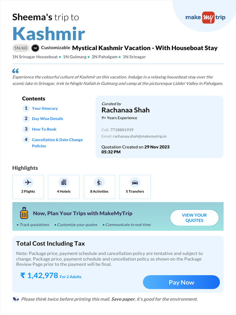 Mystical Kashmir Vacation - With Houseboat Stay (29-11-2023T1732 ...