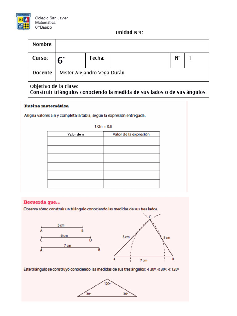 6 Clase 1 Construir Triangulo | PDF | Ángulo | Triángulo