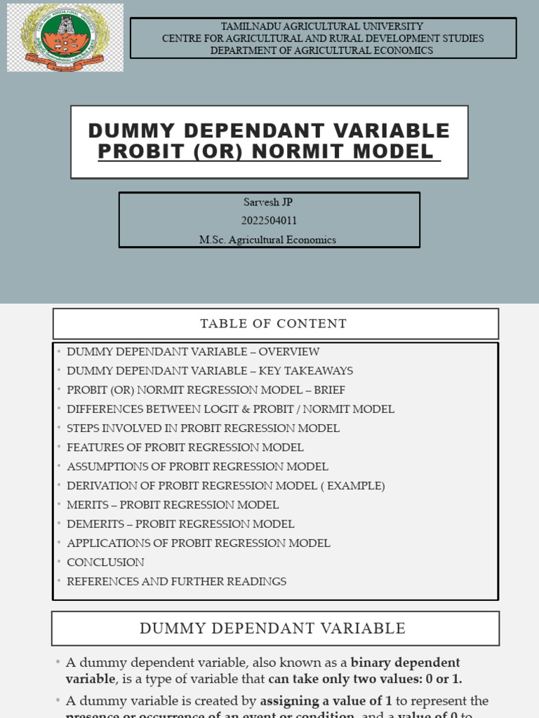 Probit Model Pdf Logistic Regression Multicollinearity 8502