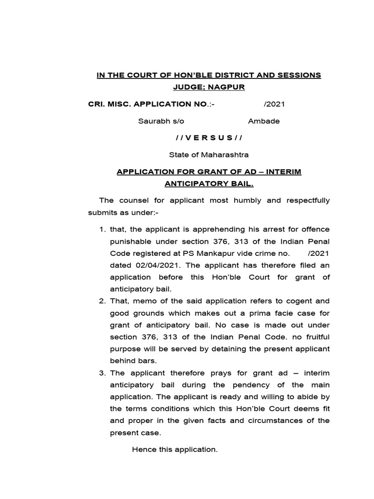 Anticipatory Bail Plea in Nagpur | PDF
