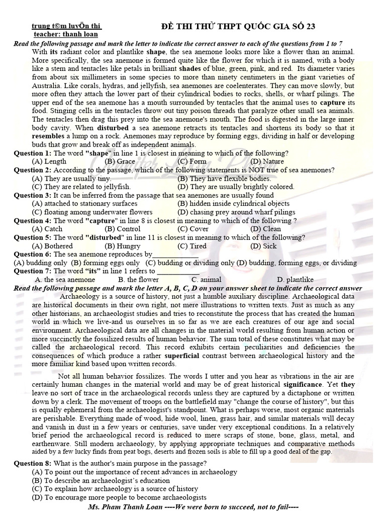 Đề Thi Thử THPT Quốc Gia Số 23 | PDF | Saturn | Natural Satellite