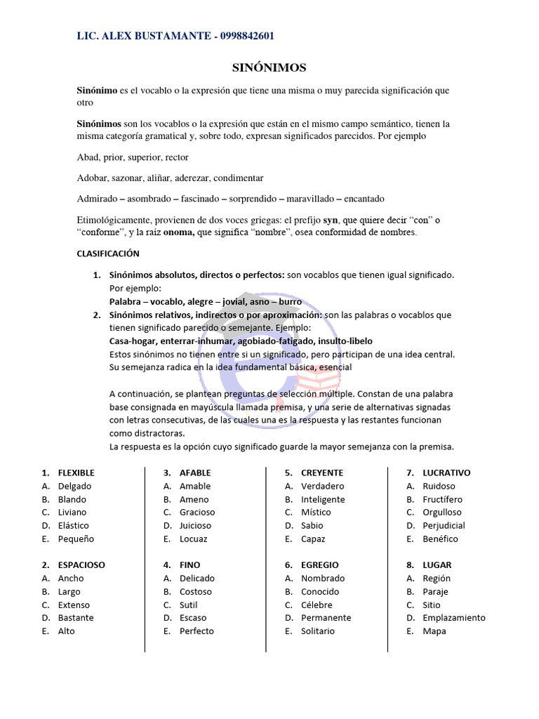 01 Sinónimos | PDF
