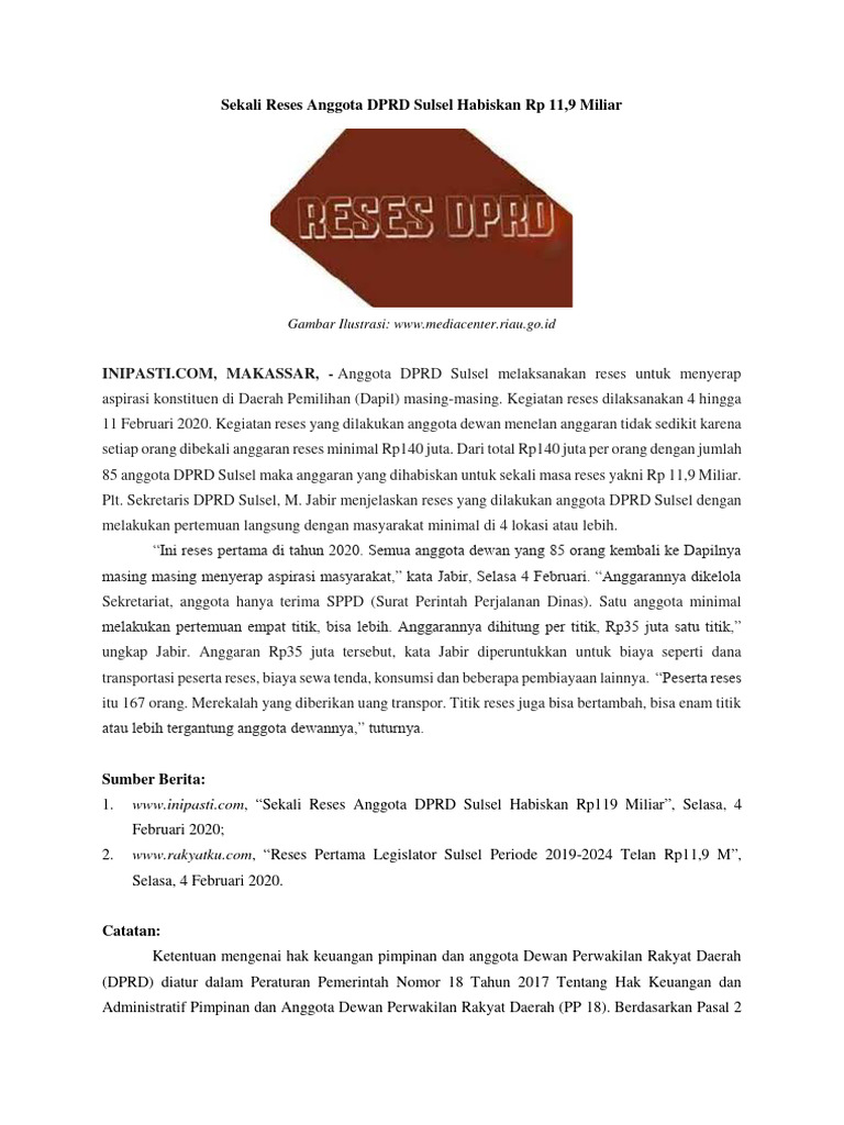 Reses Sulsel Telan 119 Miliar DH Rev | PDF