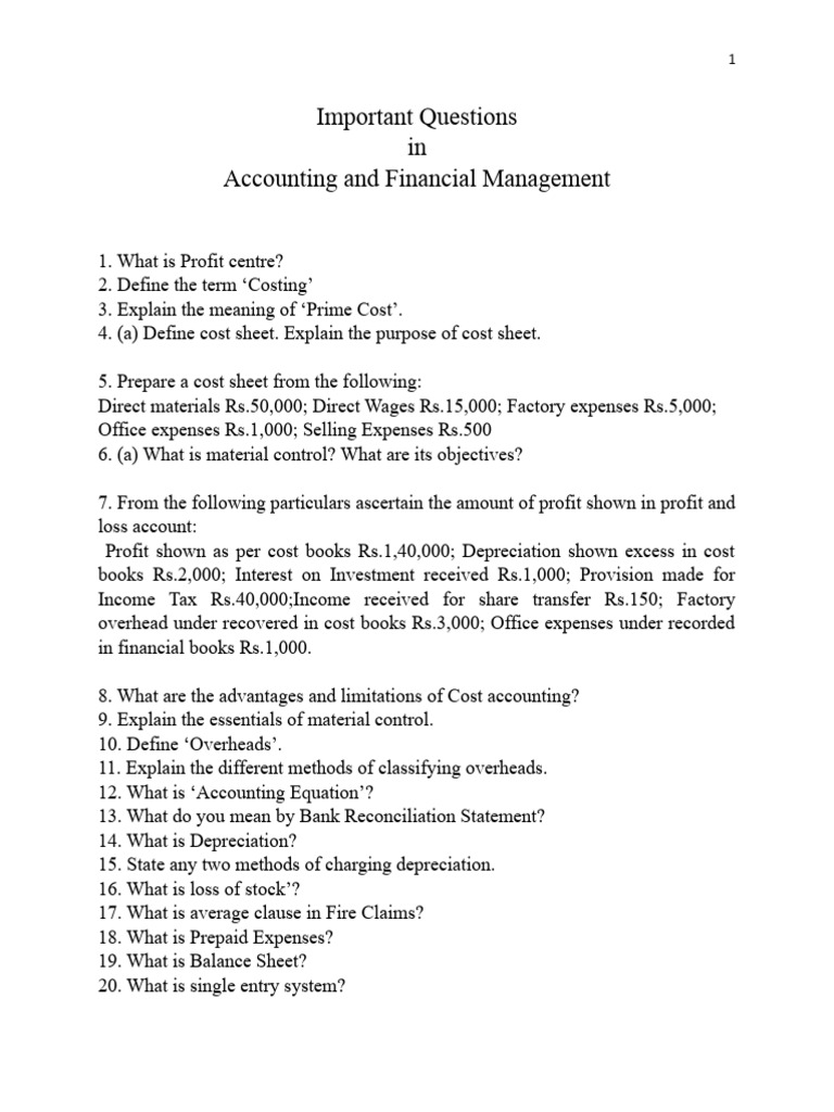 Key Questions in Accounting & Finance | PDF | Debits And Credits | Expense