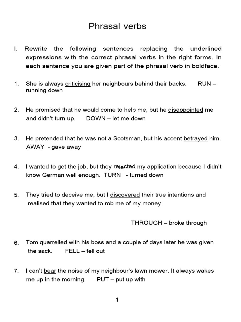 CAE - Some Phrasal Verbs Practice | PDF