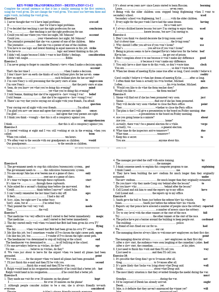 24656.av 12 - Key-Word Transformation c1-c2 | PDF