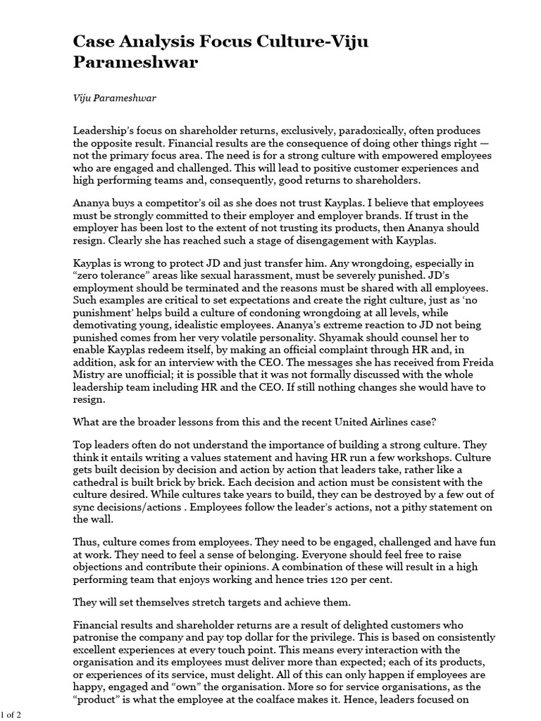 Focus Culture-Viju Parameshwar | PDF