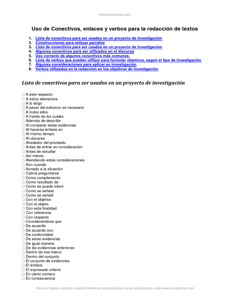 7 Conectores Enlaces y Verbos | PDF