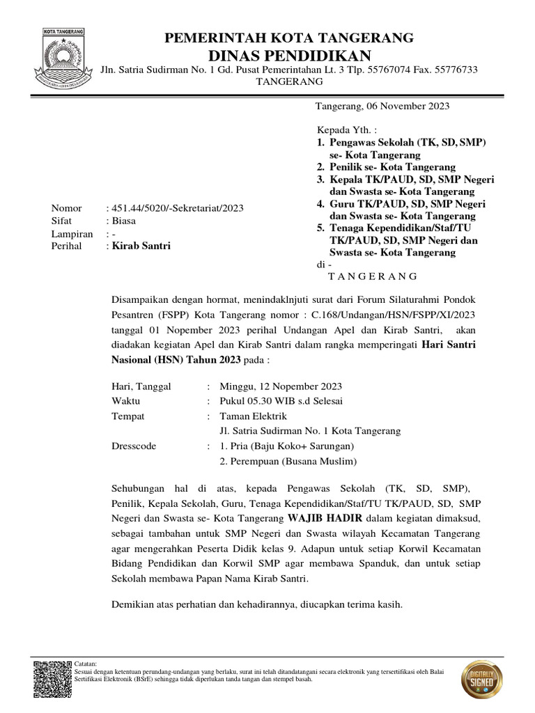 Undangan Kirab Santri - TTD | PDF