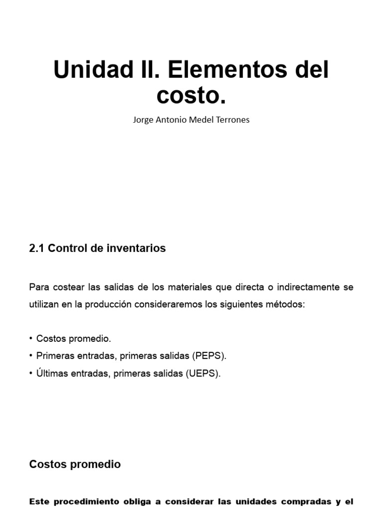 Unidad II. Elementos Del Costo | PDF
