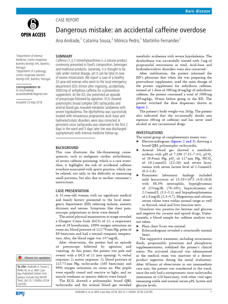 Dangerous Mistake An Accidental Caffeine Overdose | PDF
