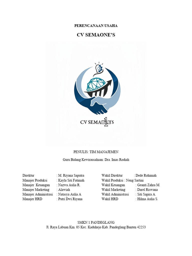 Proposal Rencana Usaha CV - Semaone's | PDF