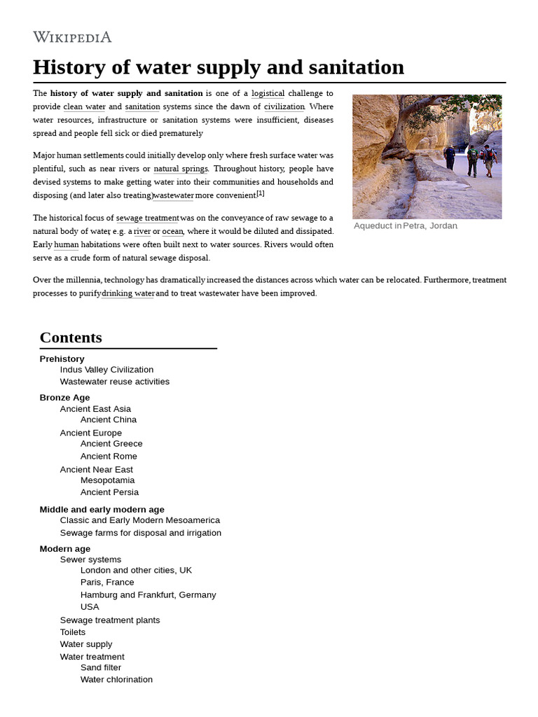 History of Water Supply and Sanitation | PDF