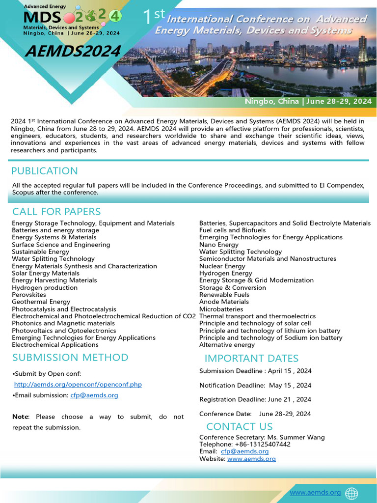 AEMDS 2024: Advanced Energy Conference | PDF | Energy Storage | Renewable Energy