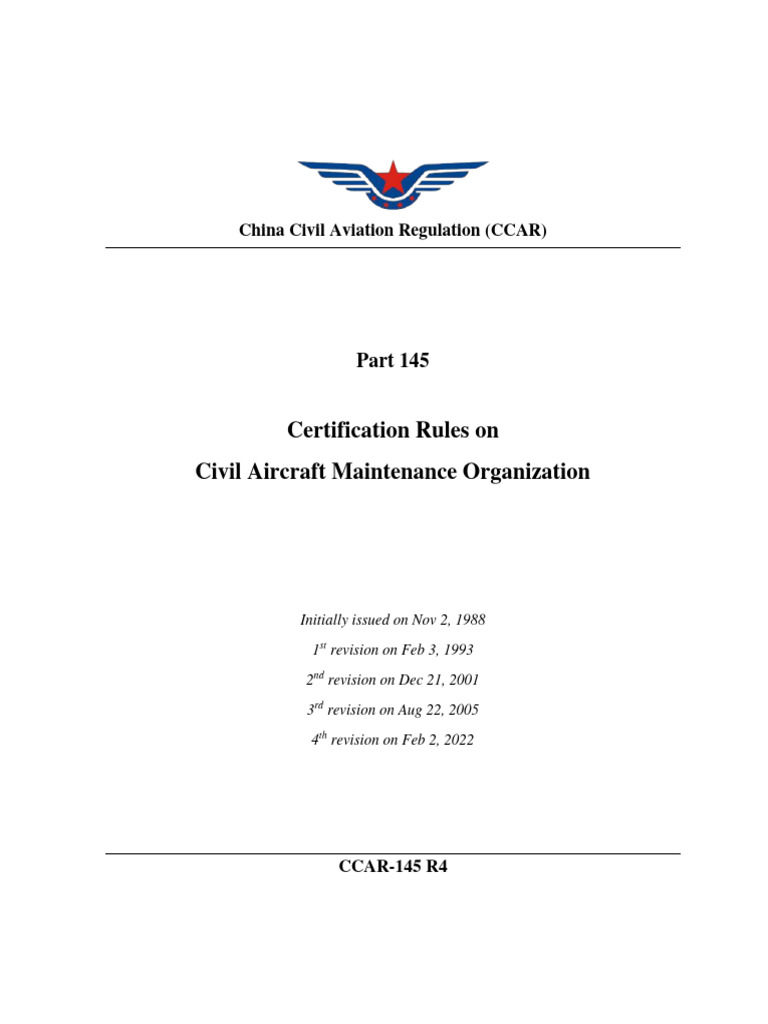 CCAR-145 R4 Certification Guidelines | PDF | Safety