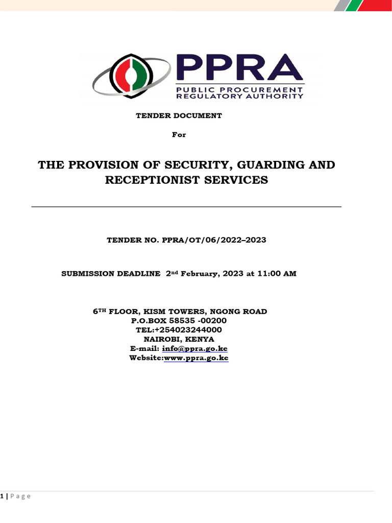 Tender Document-Security-Ppra-Ot-06-2022-2023 - Jan 2023 | PDF