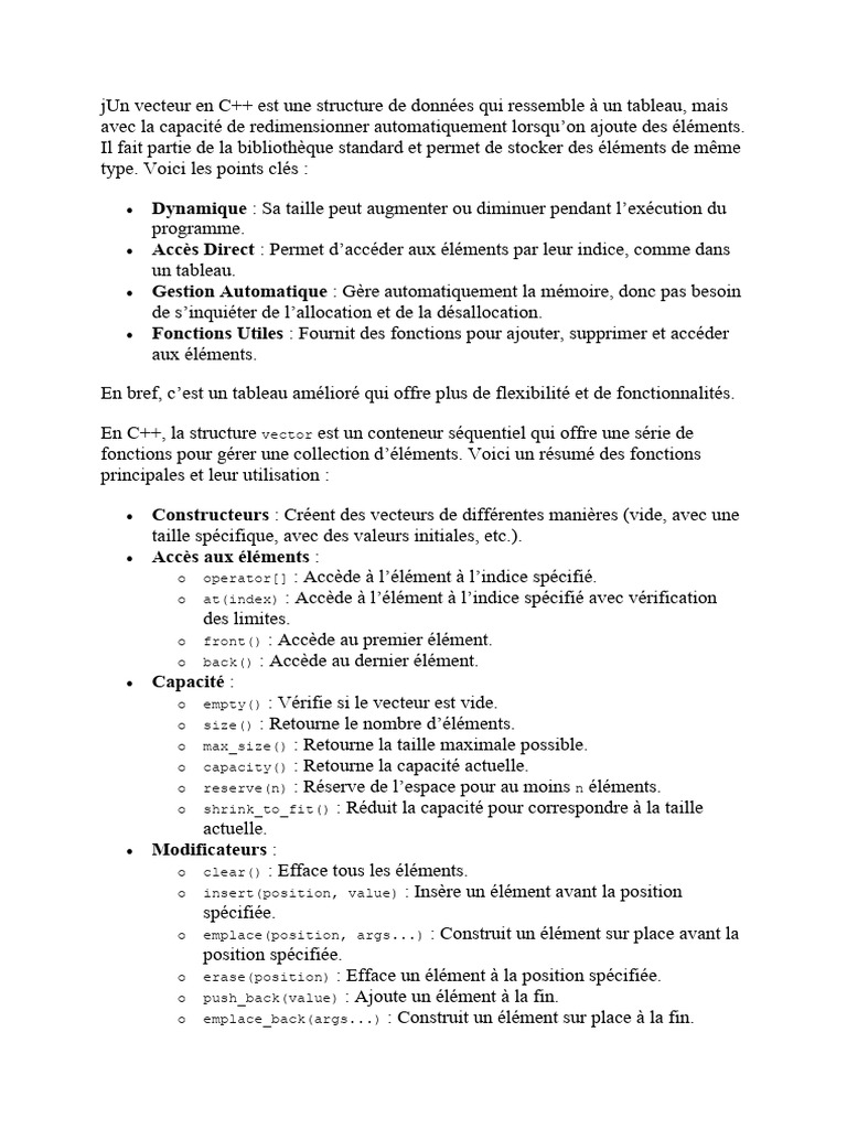 Comprendre le vecteur en C++ | PDF | C ++ | Informatique