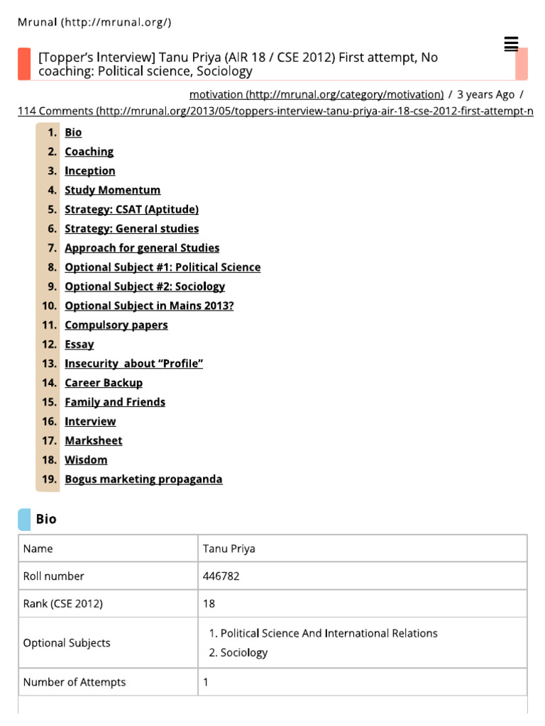 (Topper's Interview) Tanu Priya (AIR 18.. | PDF
