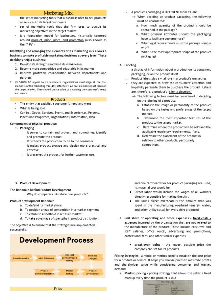 Entrep - Marketing Mix - Reviewer | PDF