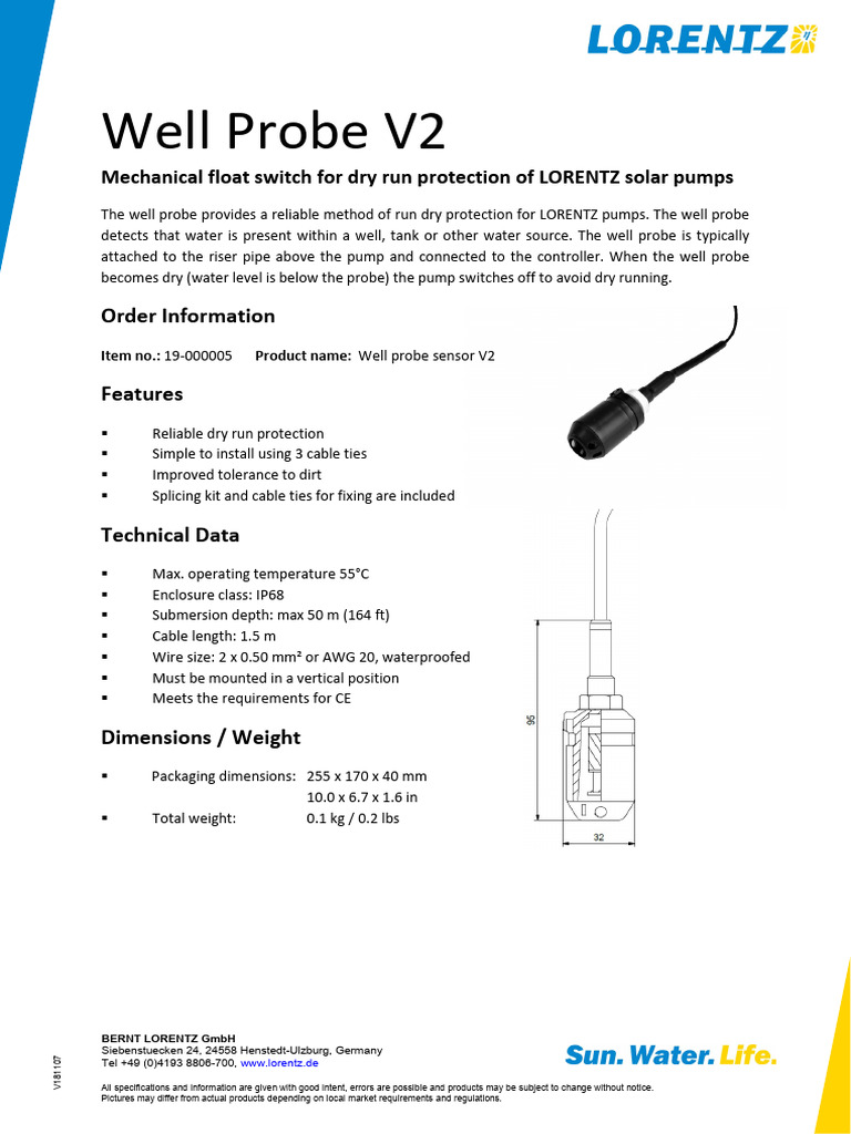 LORENTZ Water Level & Pressure Sensors | PDF | Technology & Engineering