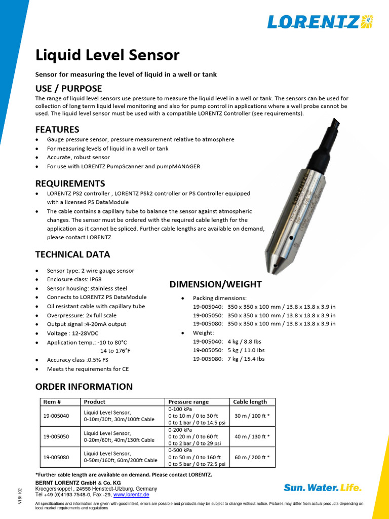 Liquid Level Sensor | PDF