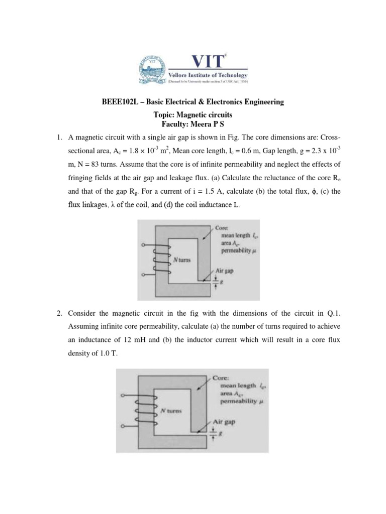 Worksheet - Magnetic Circuits | PDF | Teaching Methods & Materials | Technology & Engineering
