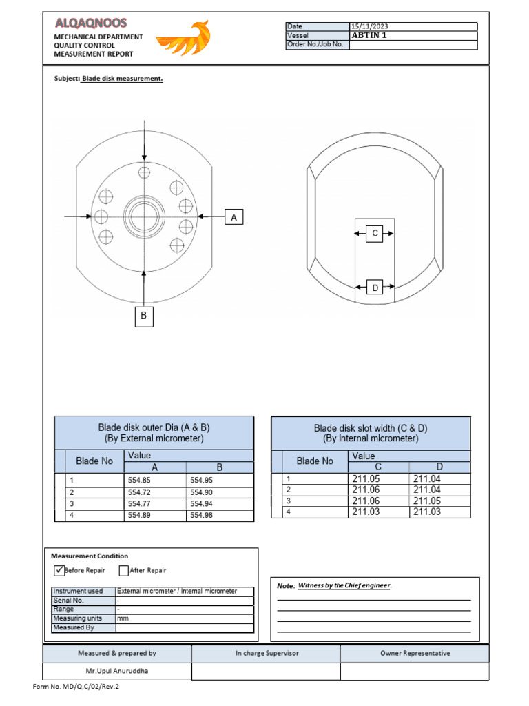Blade Disk Measurement 1 | PDF