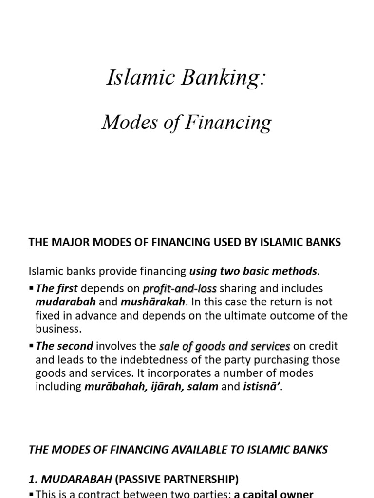 Lec - Islamic Banking-Modes of Finance | PDF