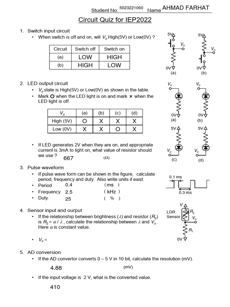 Circuit Quiz For IEP2022 | PDF | Analog To Digital Converter ...