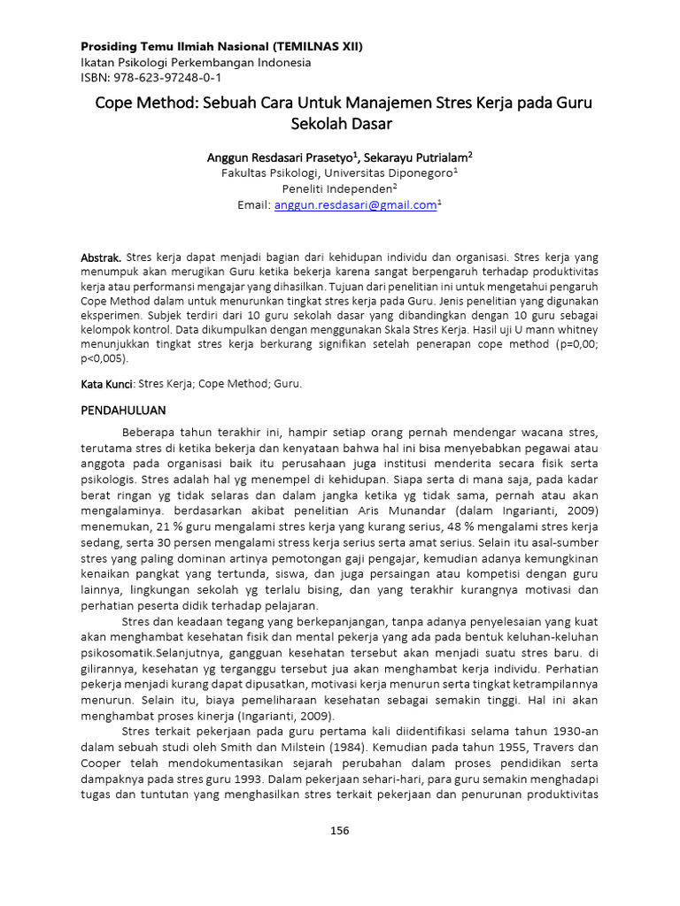 Cope Method Untuk Manajemen Stres Guru | PDF