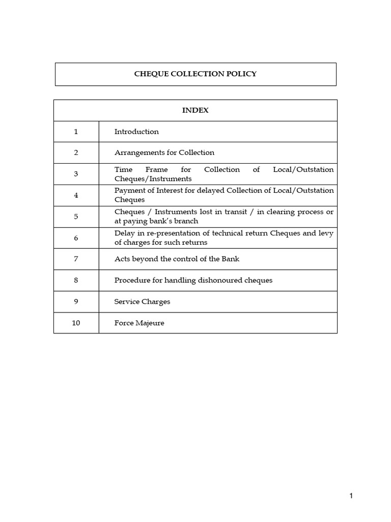 Cheque Collection Policy 2019-20 To Upload in Website | PDF